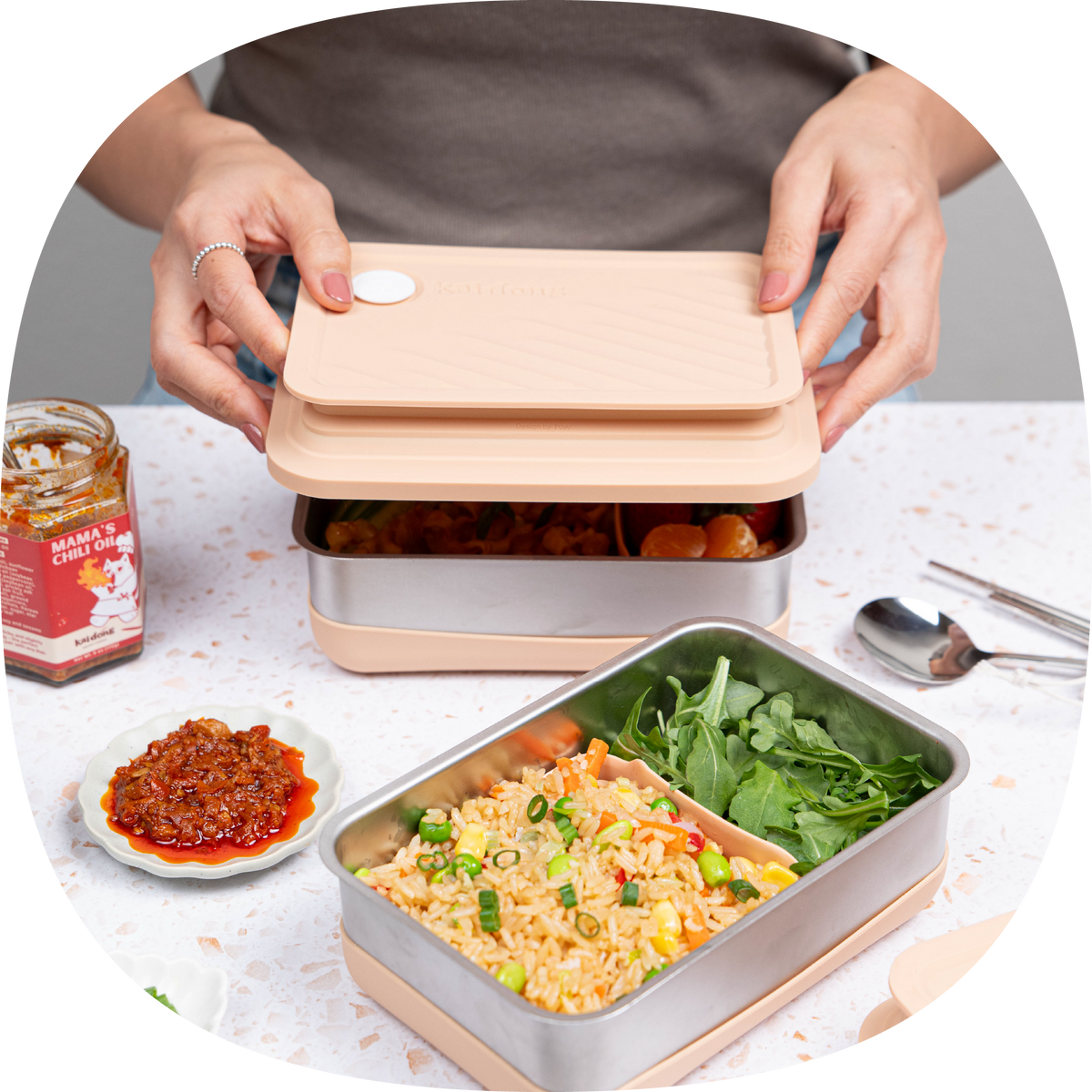kai dong Microwavable Stainless Steel Bento Box